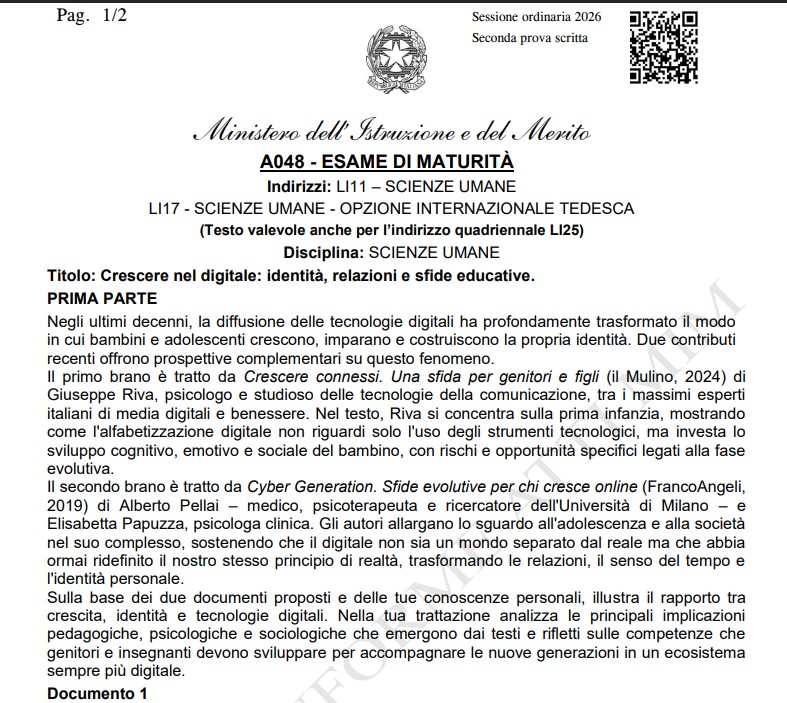 Seconda prova Maturità 2026: tutte le tracce ufficiali da scaricare in ...